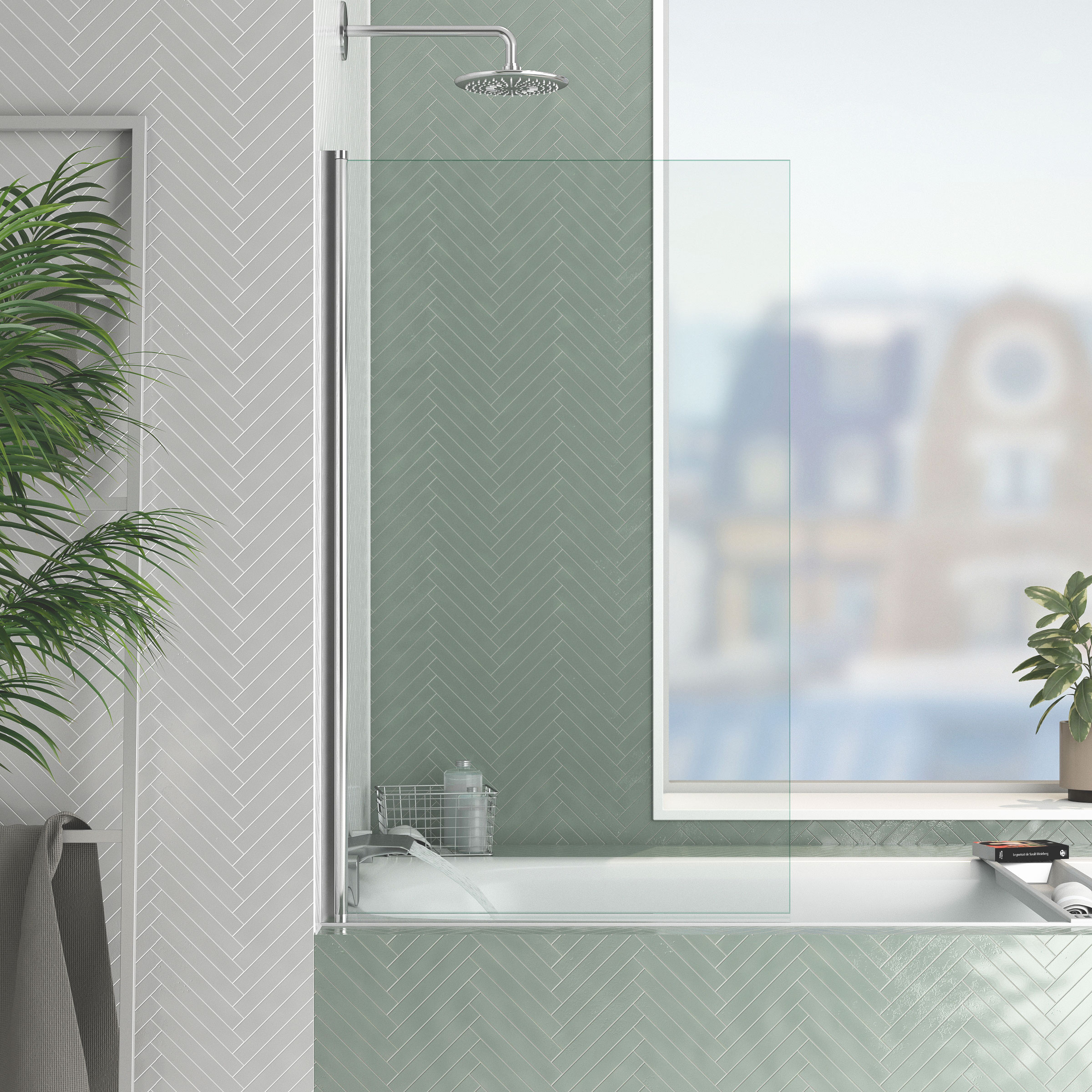 Pare-baignoire Rabattable 70x120cm - Profilé Chromé - Verre Trempé 4mm ...