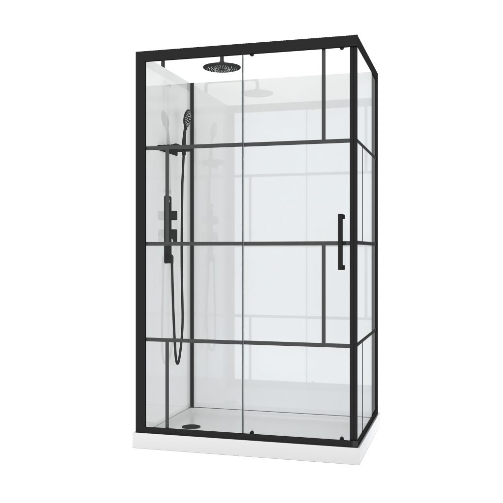 Cabine de douche 110x80cm / Receveur Bas - Verre transparent ...