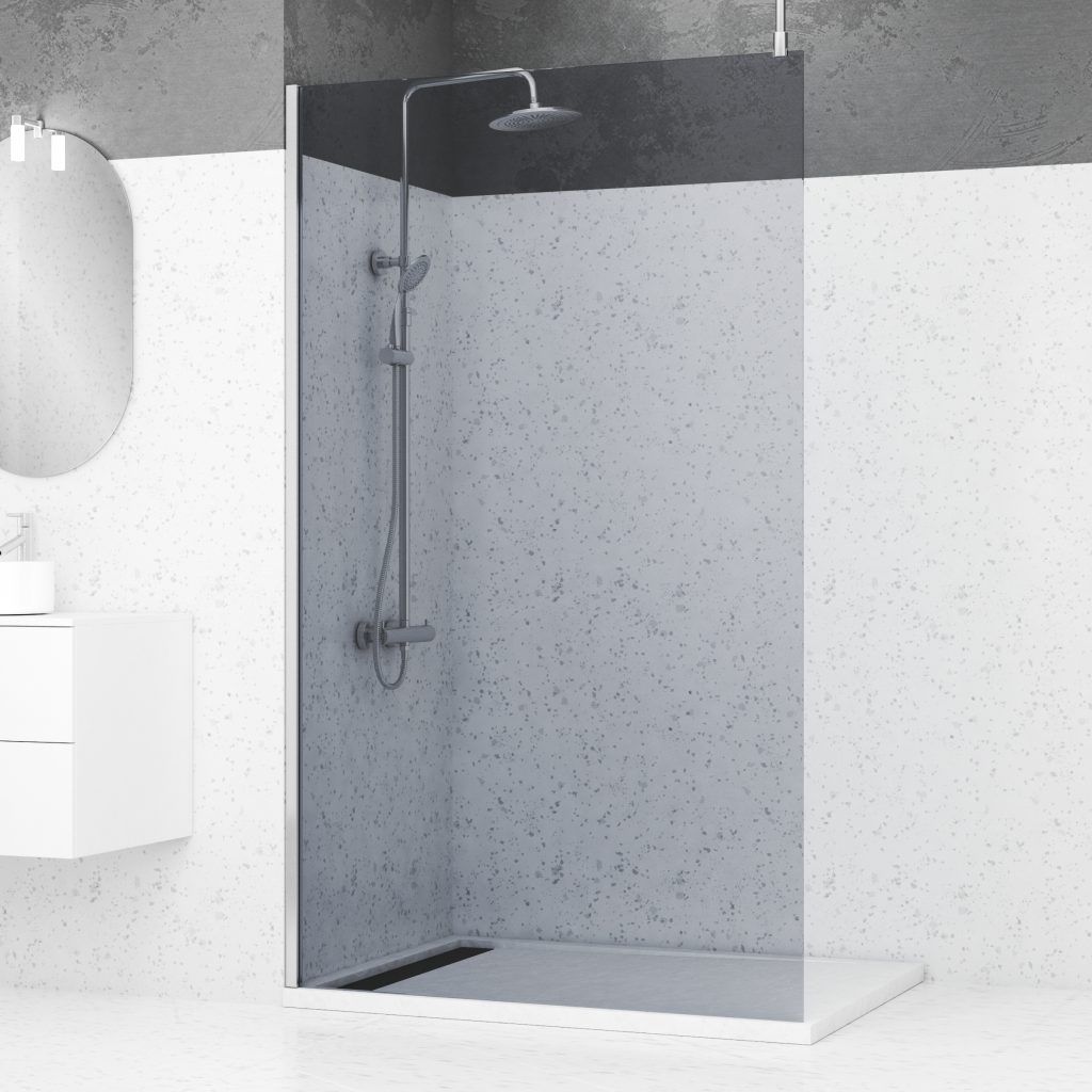 Paroi de Douche 120x200cm Verre Fumé - Profilé + Barre Plafond Finition ...