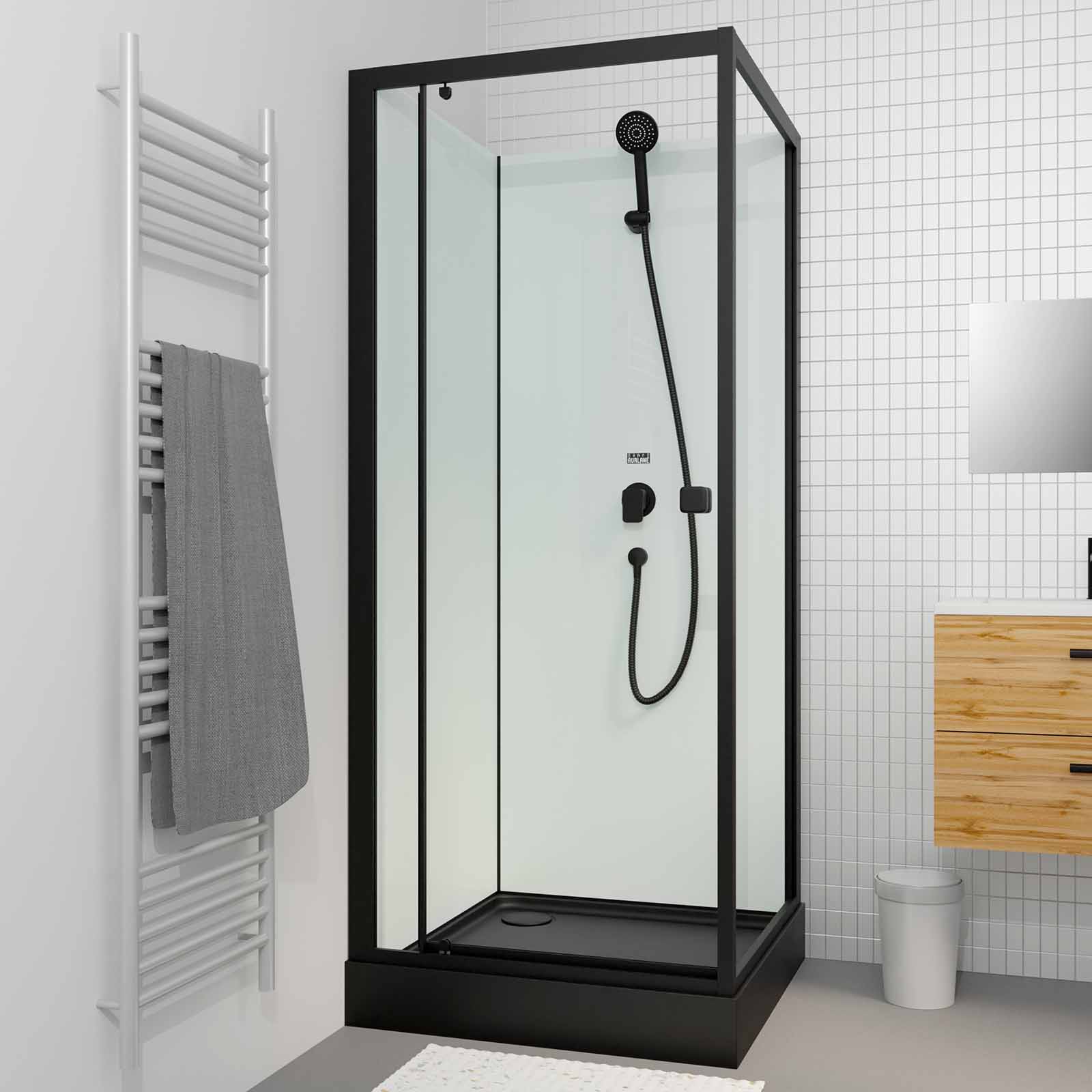 Cabine de douche carrée 80x80x200cm - Porte pivotante - Fonds Blancs ...
