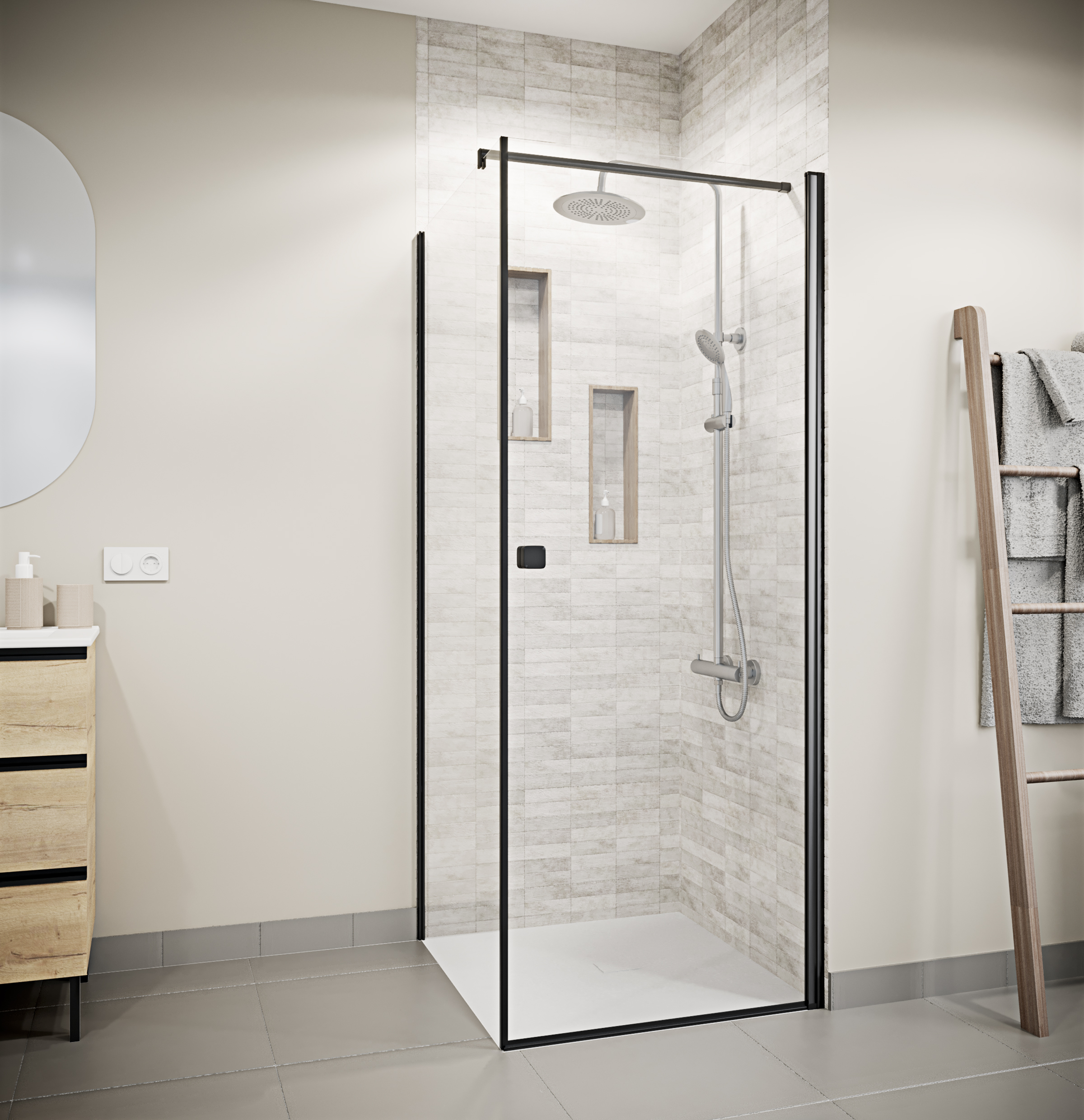Porte de Douche Pivotante 90x180cm et Retour 80cm - Verre 8mm ...