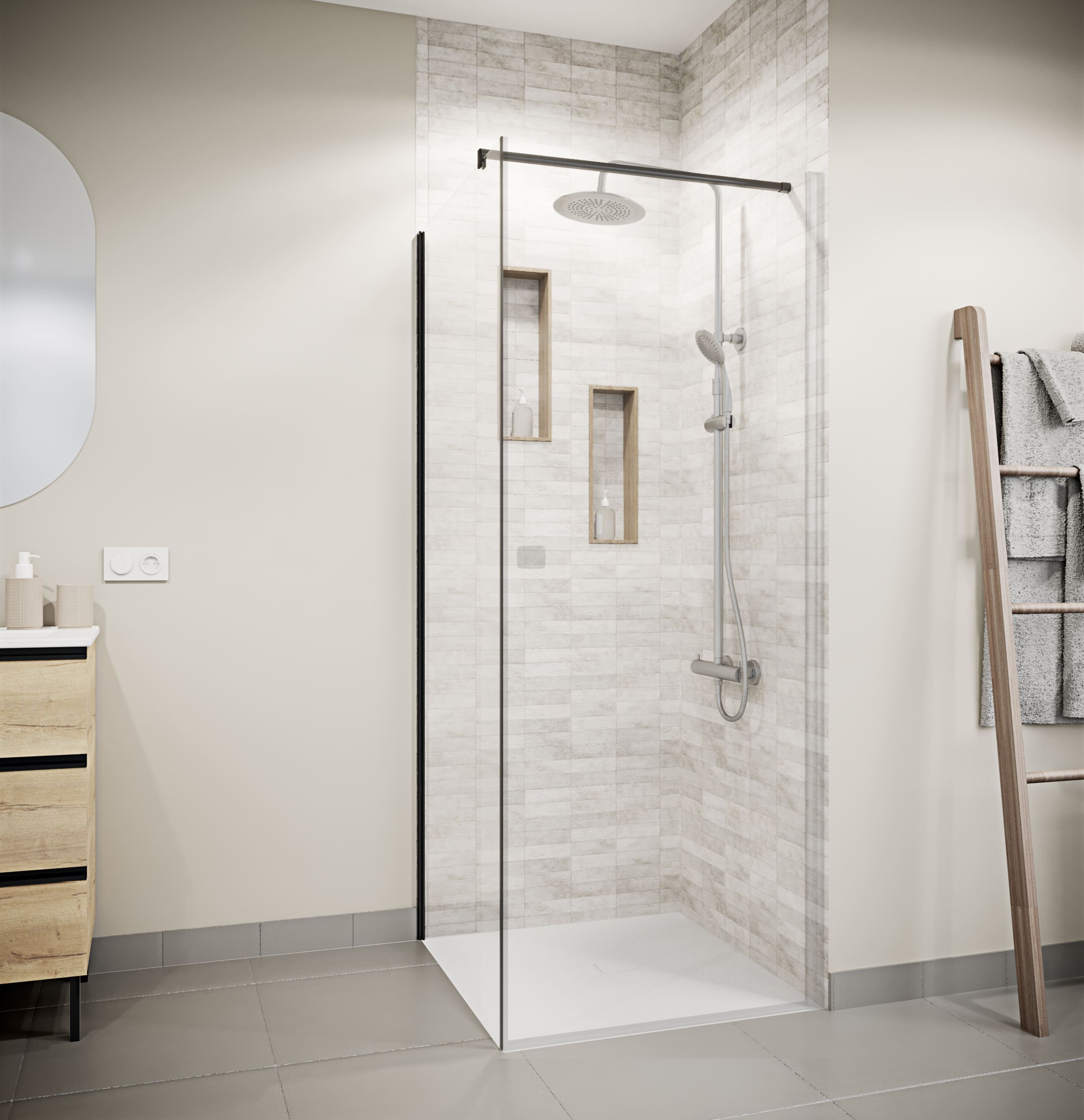 Retour pour Porte de Douche 90×195cm Verre Trempe 8mm Anticalcaire ...